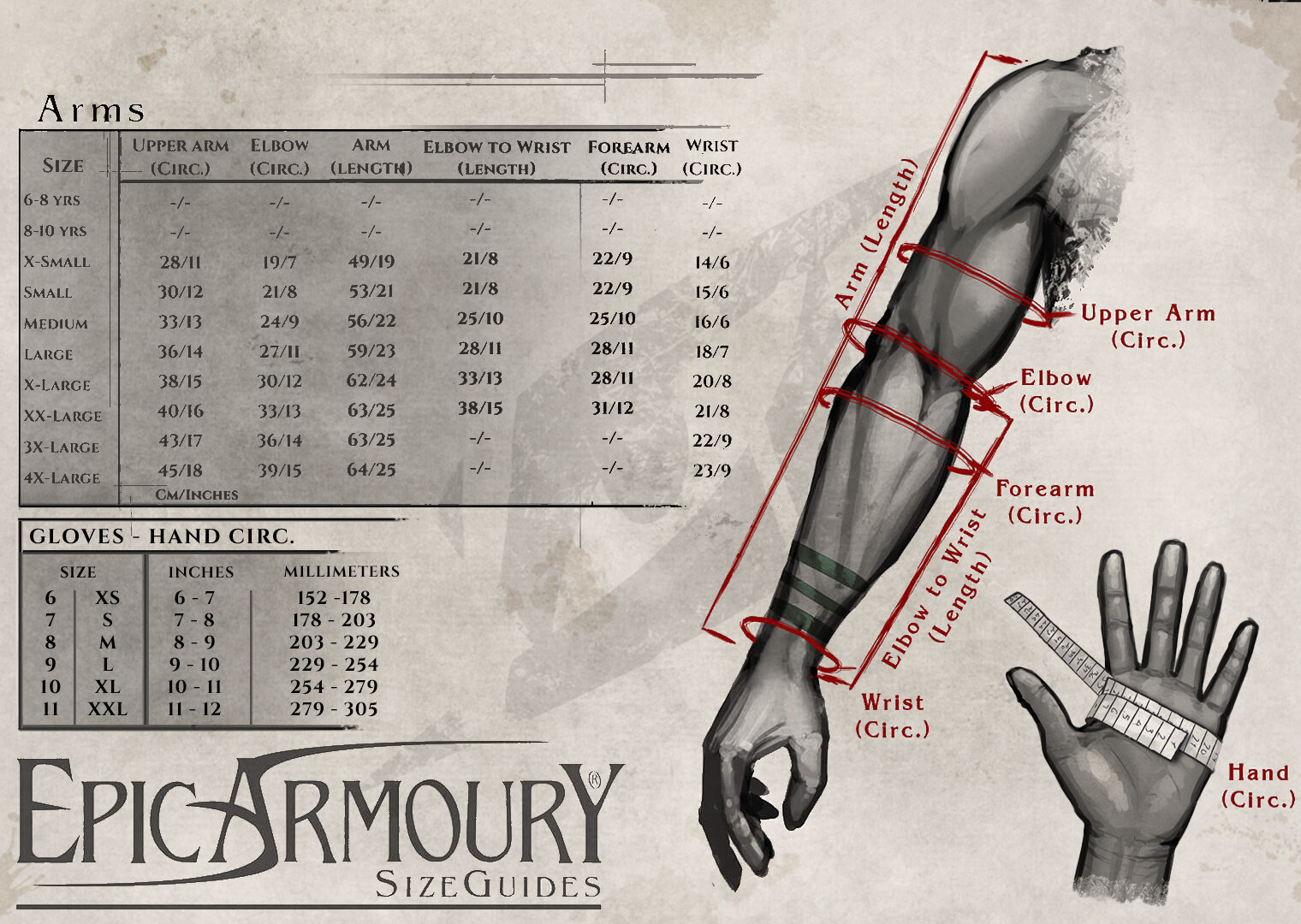 Sizing Information | Epic Armoury Australia